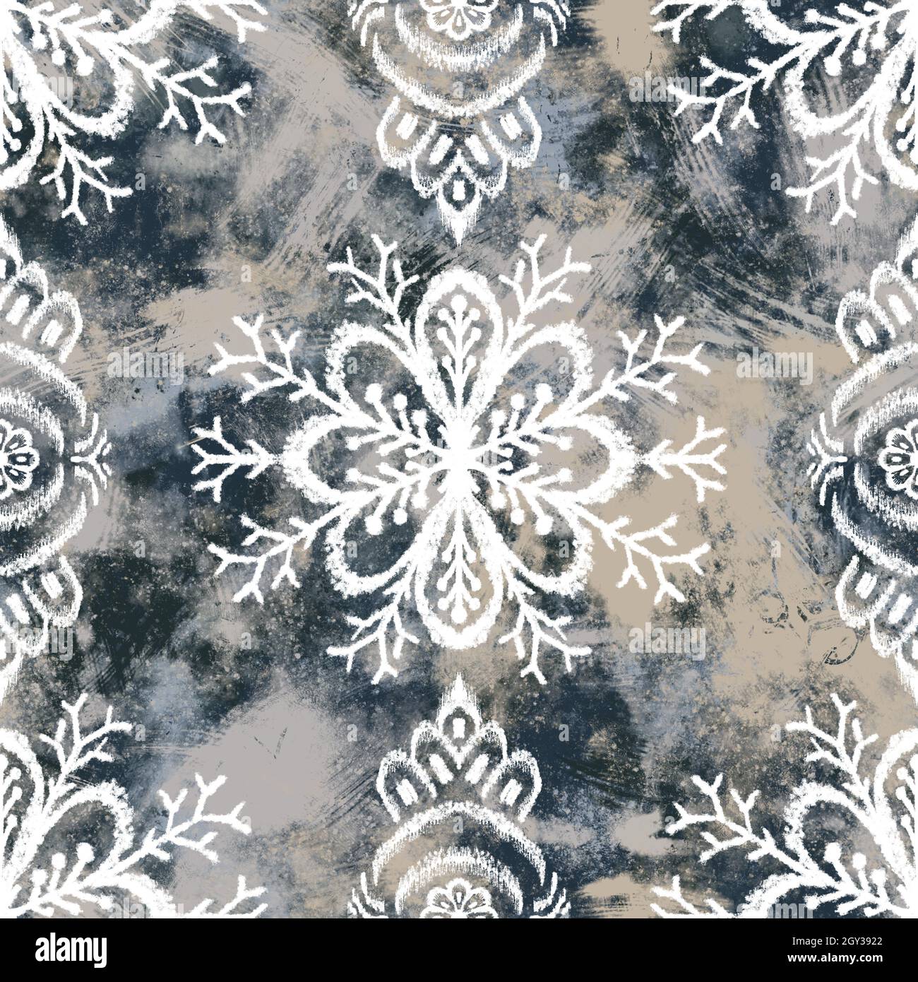 Seamless neutral and white grungy classic abstract surface pattern ...