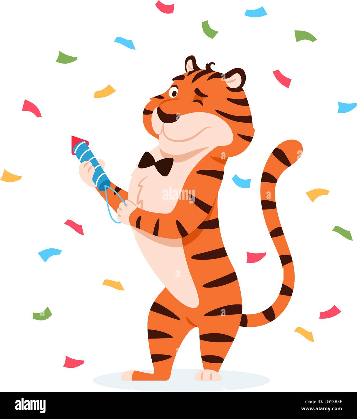 Happy smiling cute tiger with firework cracker Stock Vector Image & Art ...