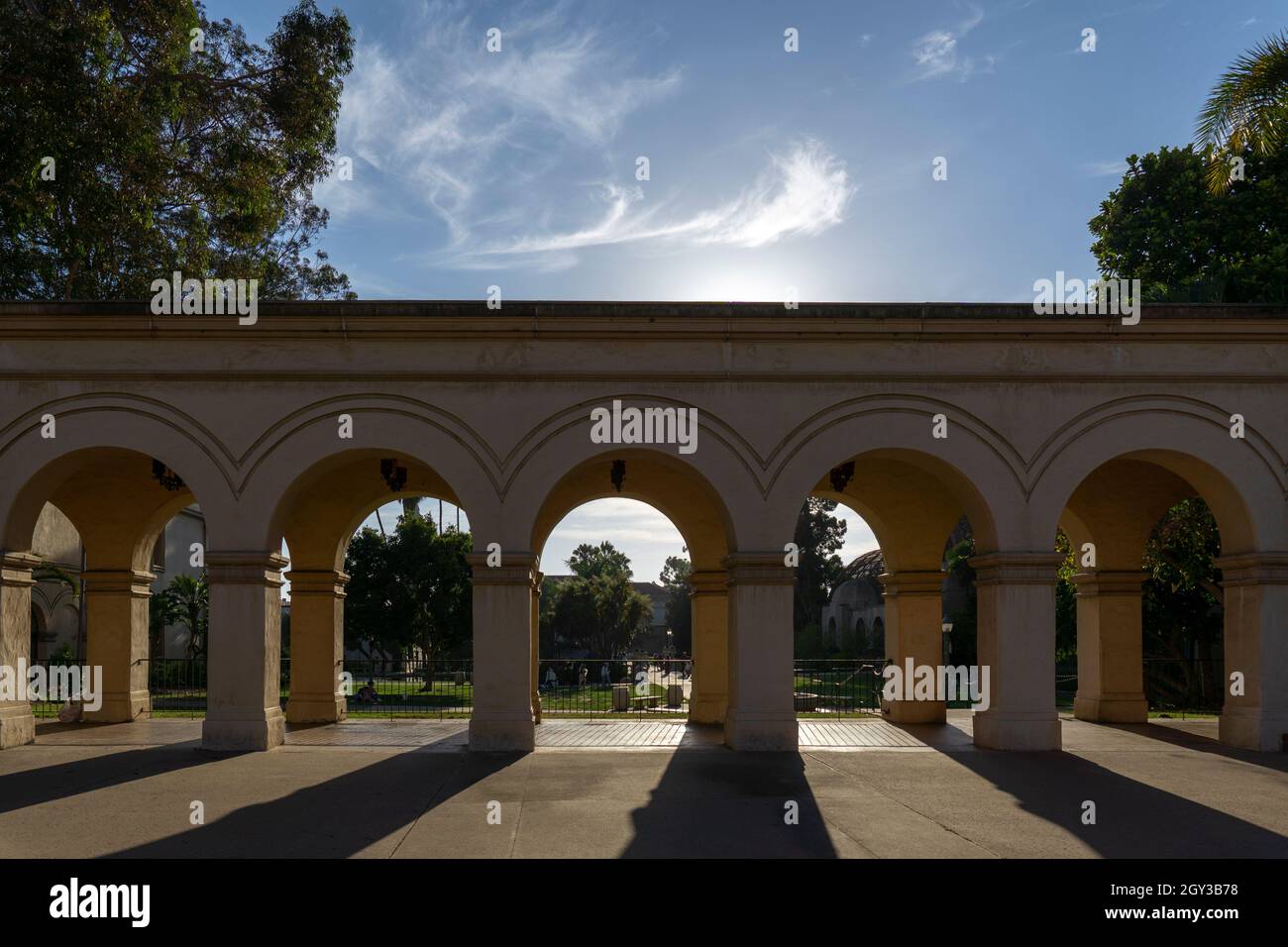 Vintage architecture arches as an old Spanish culture building in San ...