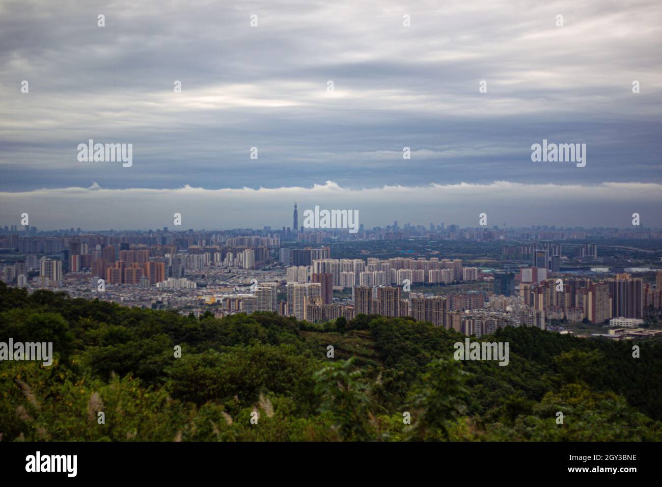 06 Oct 2021 Chengdu, China City Skyline From Longquan mountain Peak ...