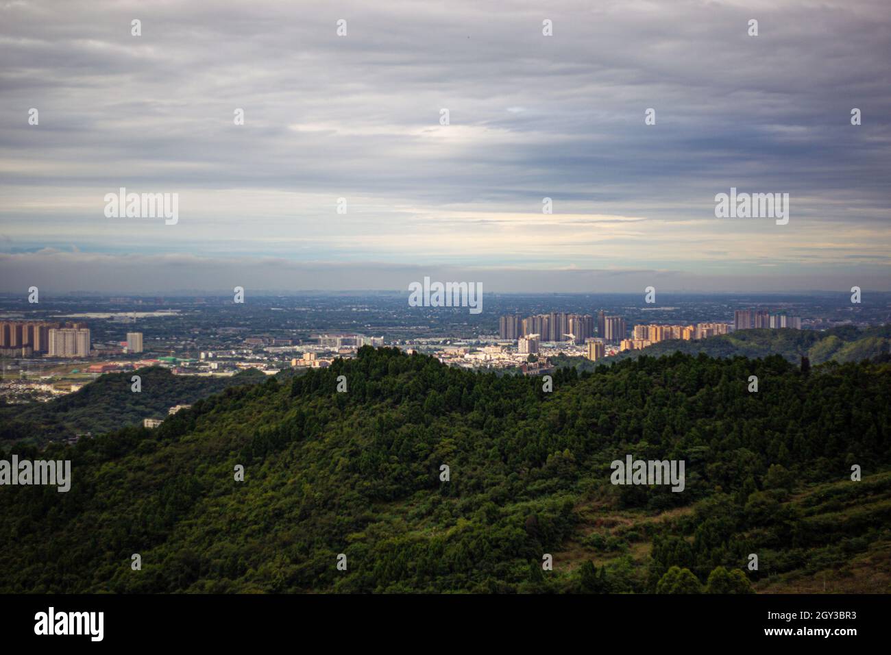 06 Oct 2021 Chengdu, China City Skyline From Longquan mountain Peak ...
