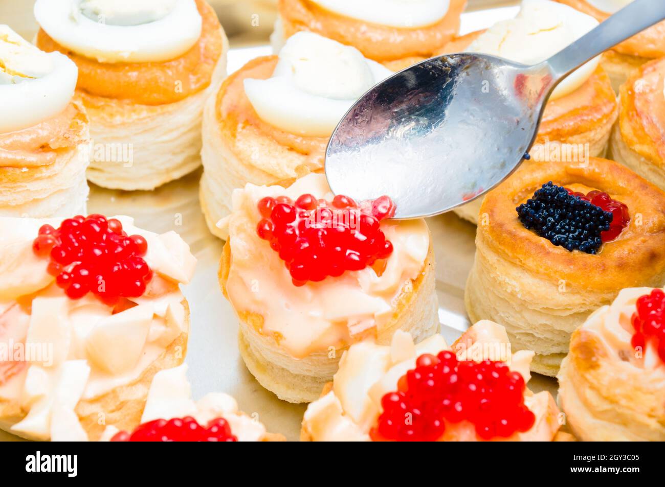Closeup of the various canape Stock Photo - Alamy