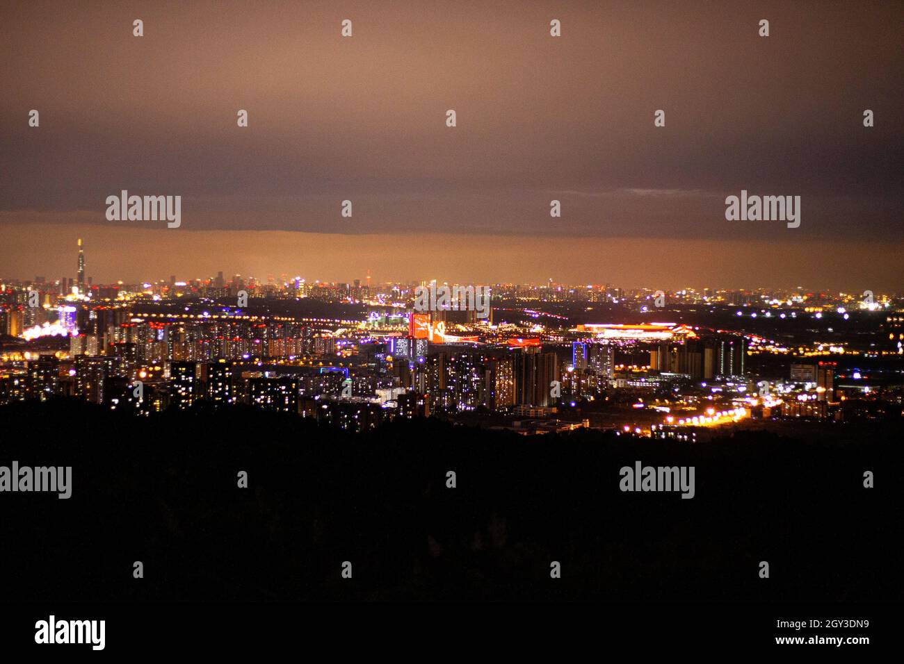 06 Oct 2021 Chengdu, China City Skyline From Longquan mountain Peak ...
