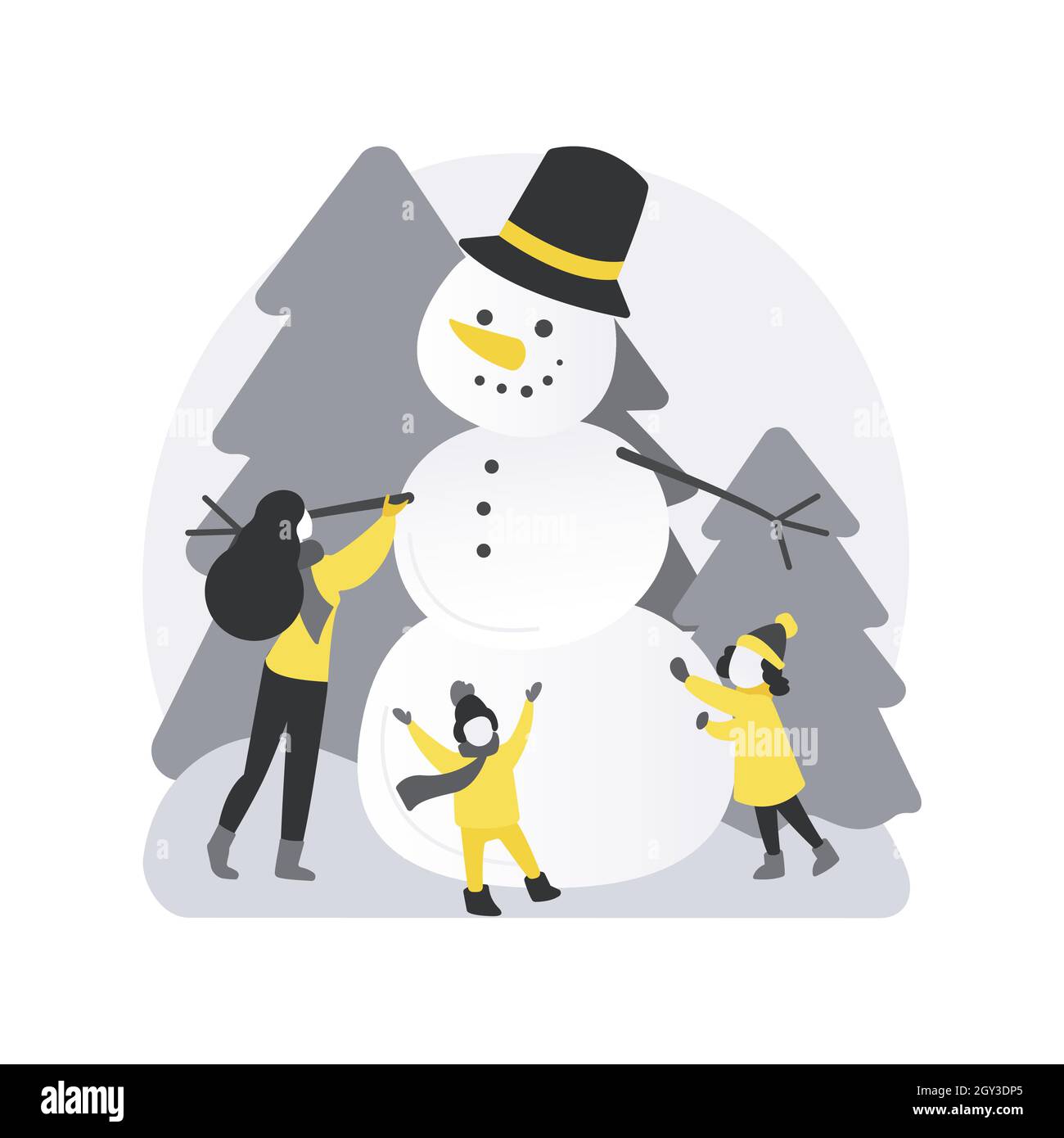 Building a snowman abstract concept vector illustration Stock Vector ...