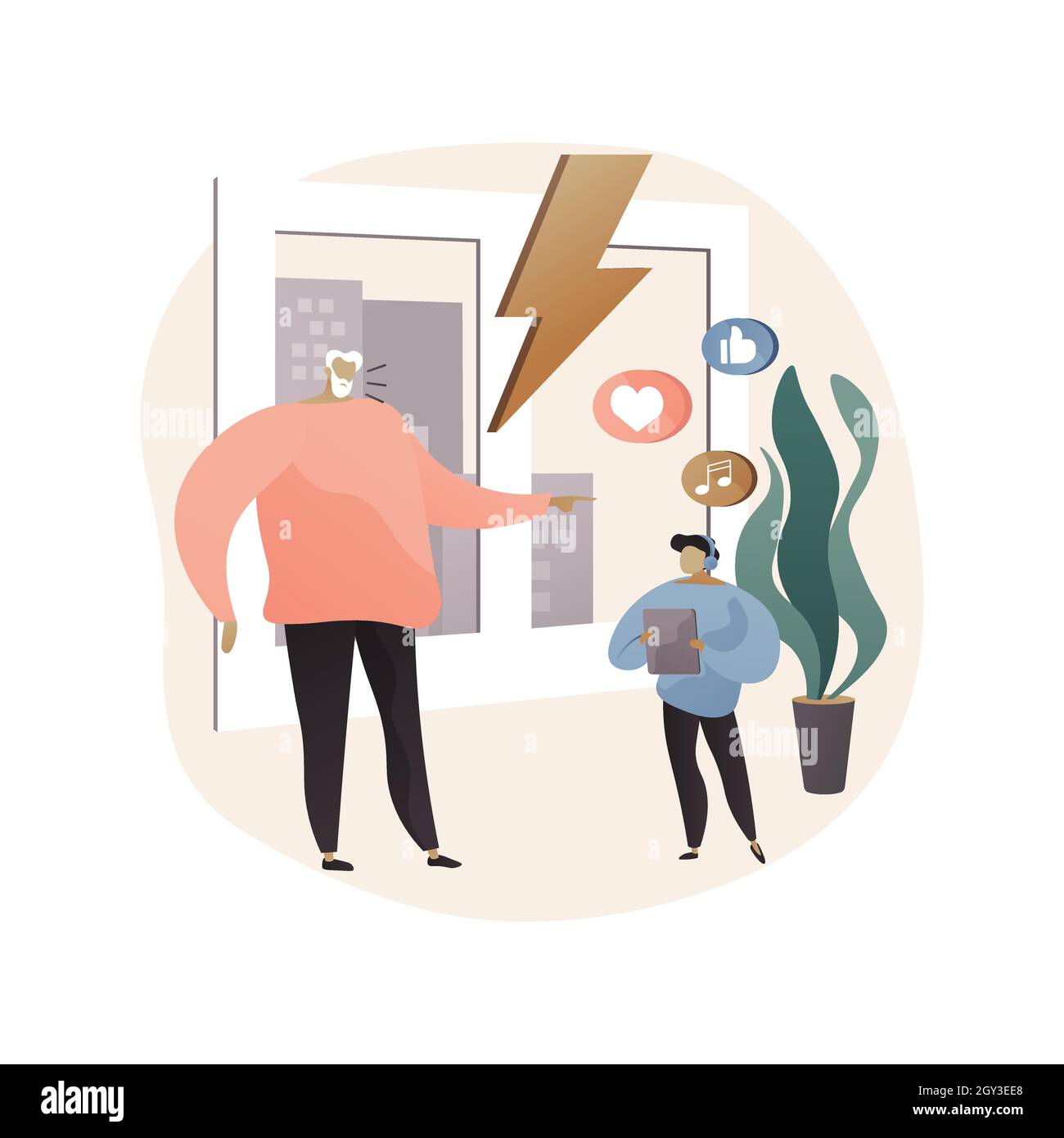 Conflict of generations abstract concept vector illustration Stock ...