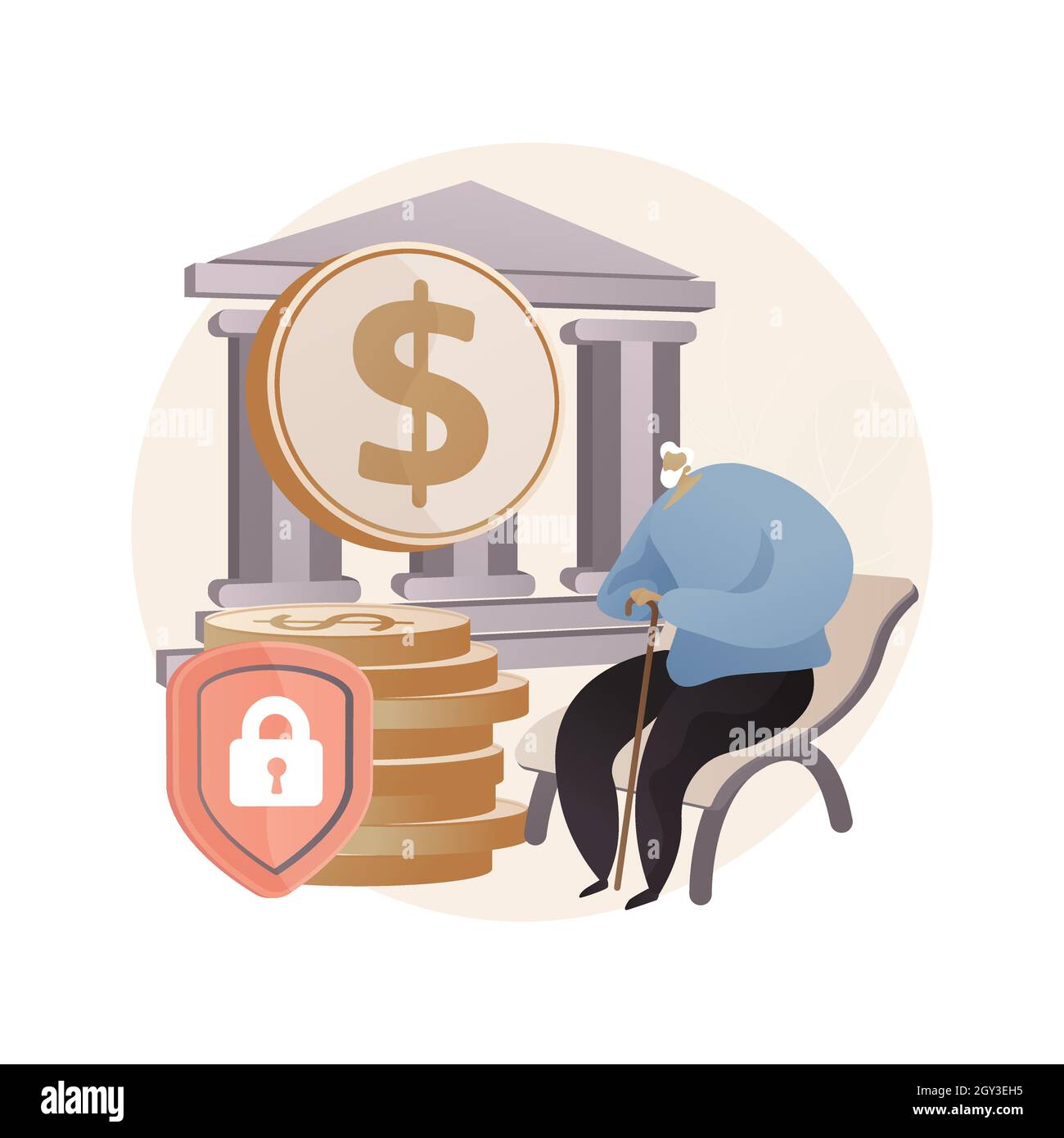 Elderly financial security abstract concept vector illustration Stock ...