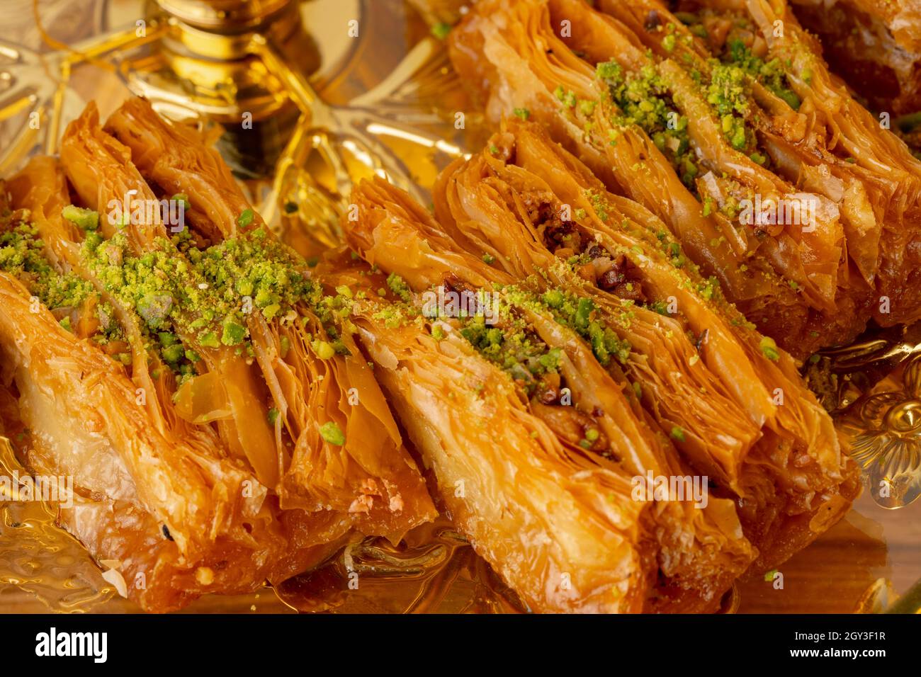 Variety of Turkish desserts served on cake stand Stock Photo - Alamy
