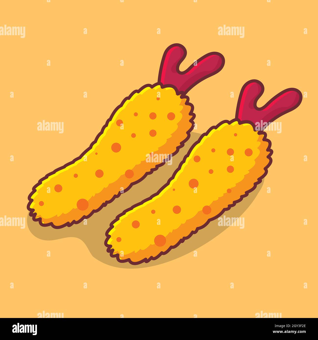crispy shrimp isolated cartoon vector illustration in flat style Stock ...