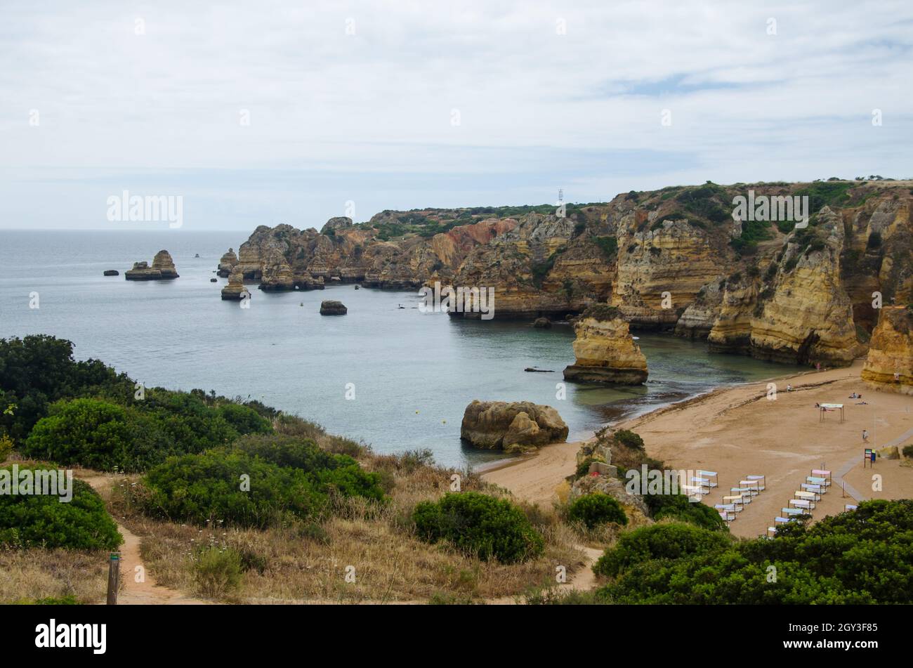 Beautiful view of scenic Lagos with cliffs, Algarve, in Portugal Stock ...