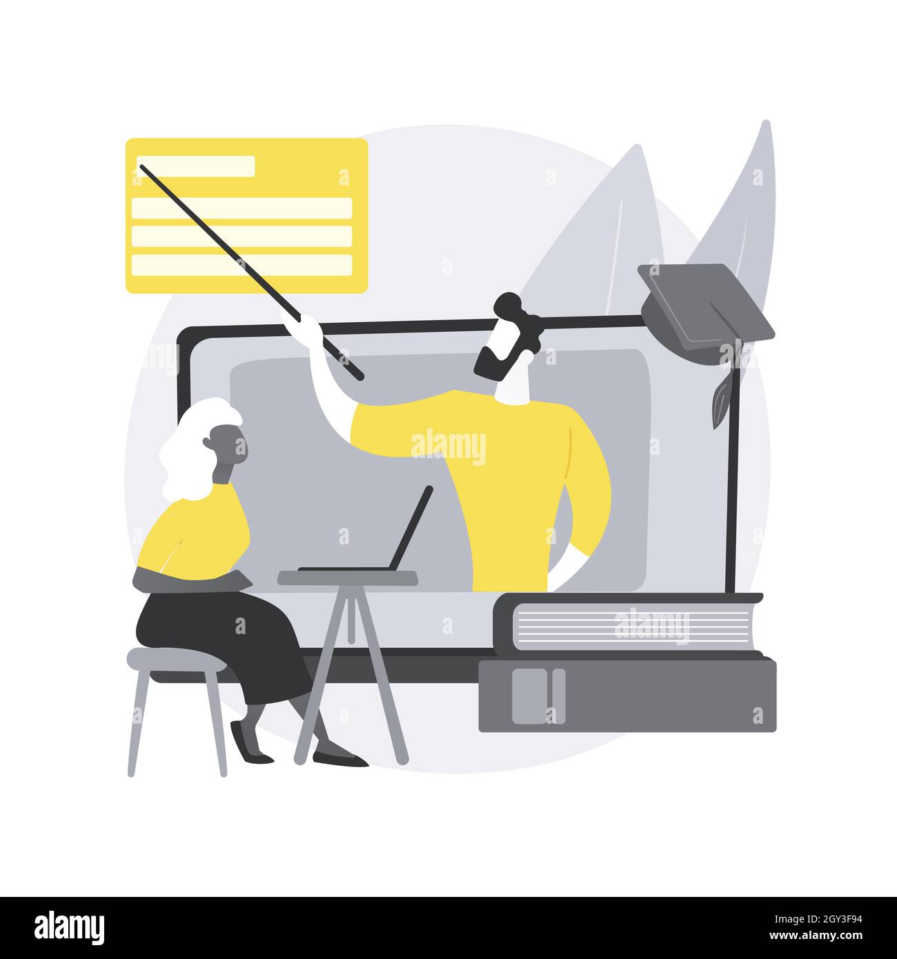 Online learning for seniors abstract concept vector illustration Stock ...