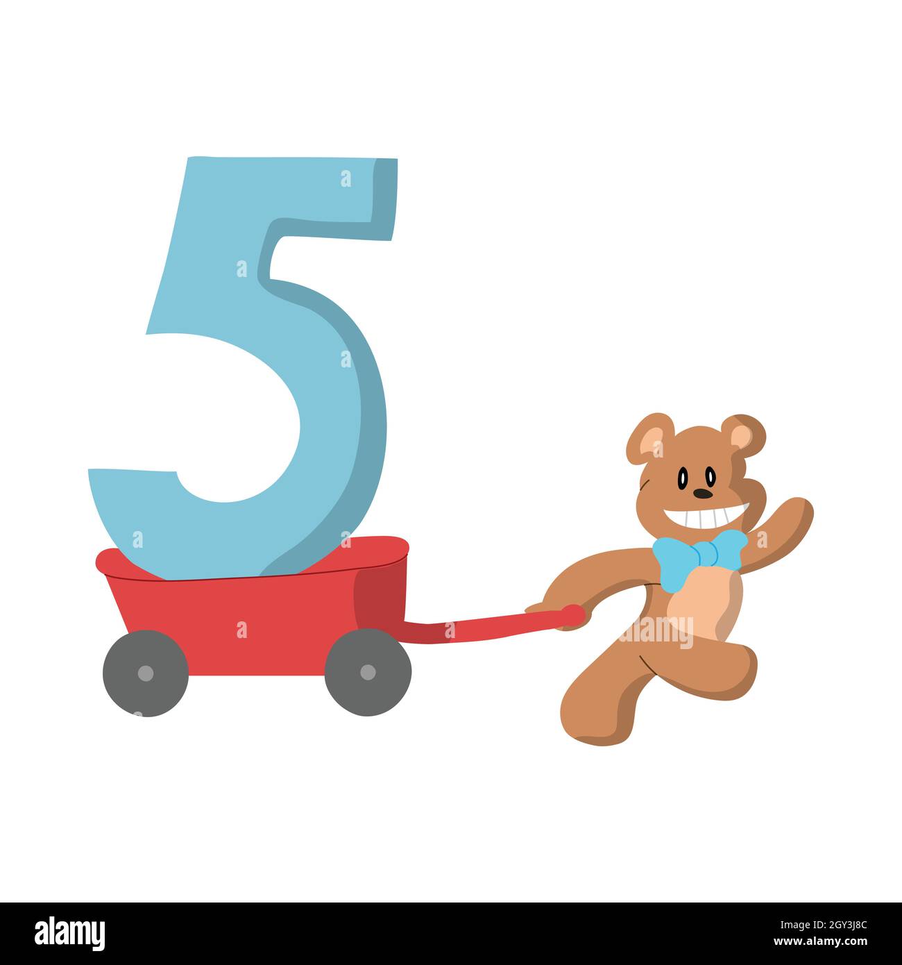 vector design of a cute bear and the number 5 vector illustration Stock ...