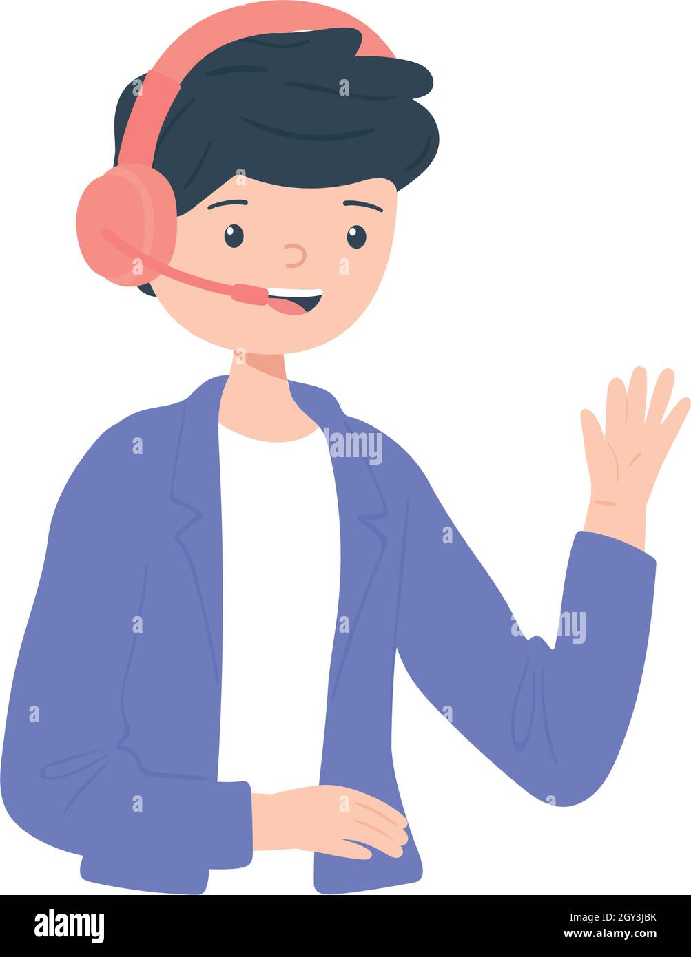 Businessman using headset while working Stock Vector Images - Alamy