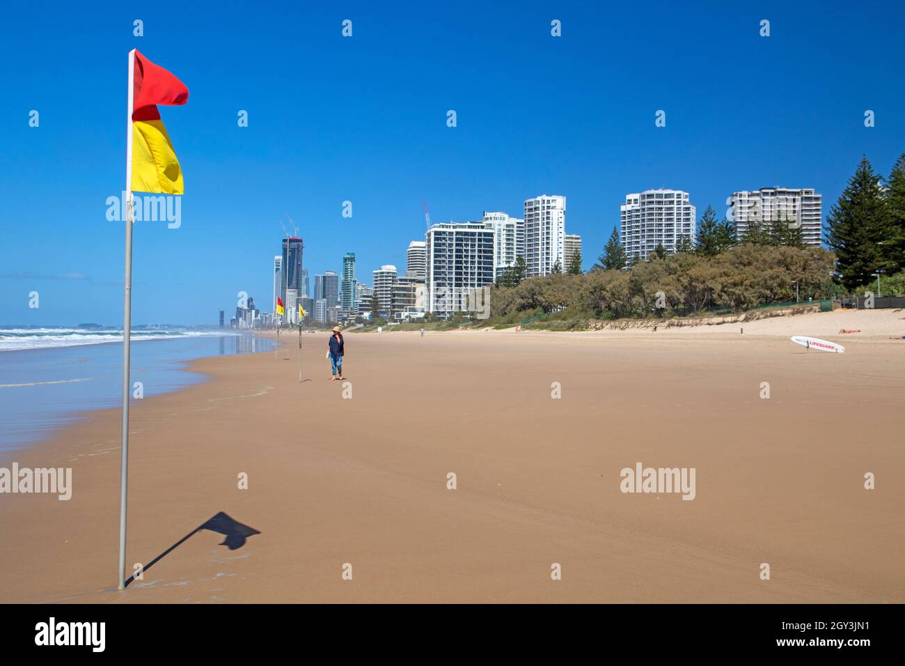 Swim between the flags, Main Beach, Gold Coast Stock Photo - Alamy