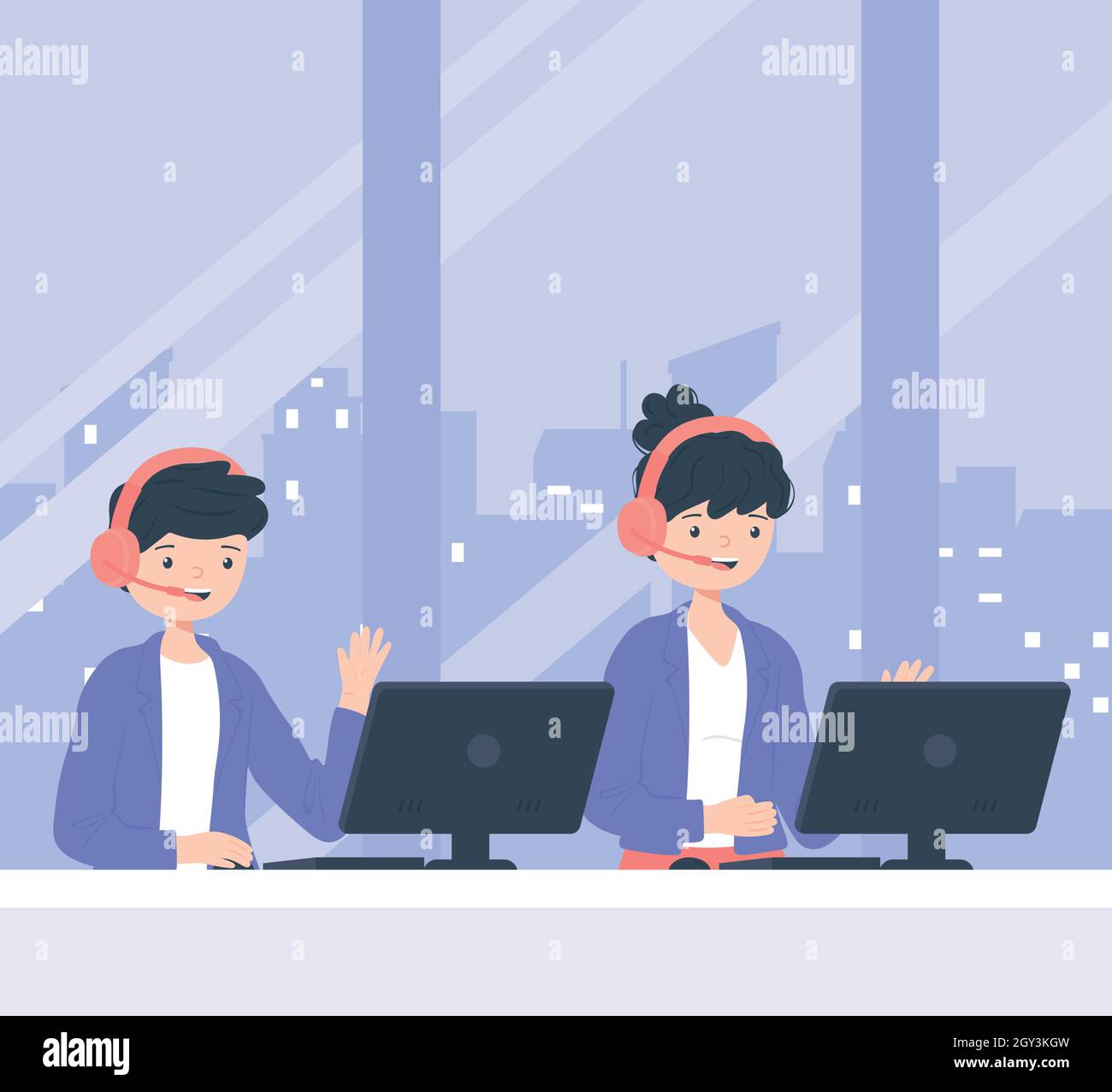 Call center employees Stock Vector Images - Alamy