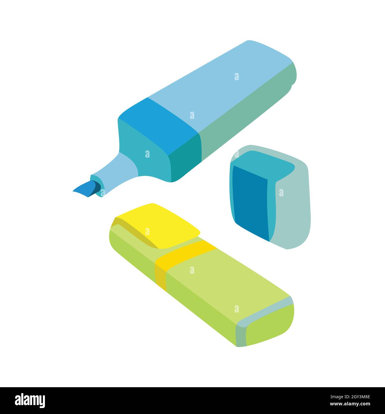 set ctor illustration of two highlighters in blue and green, set with ...