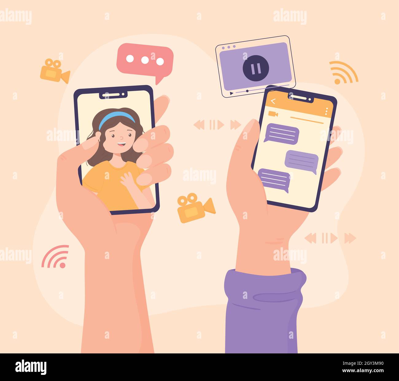 Using smartphone cell phone phones device Stock Vector Images - Alamy