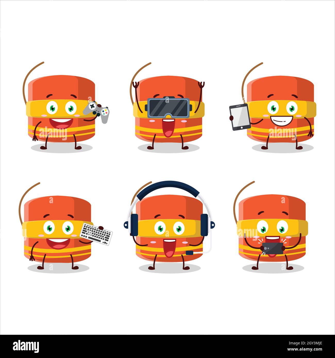 Cylindrical firecracker cartoon character are playing games with ...