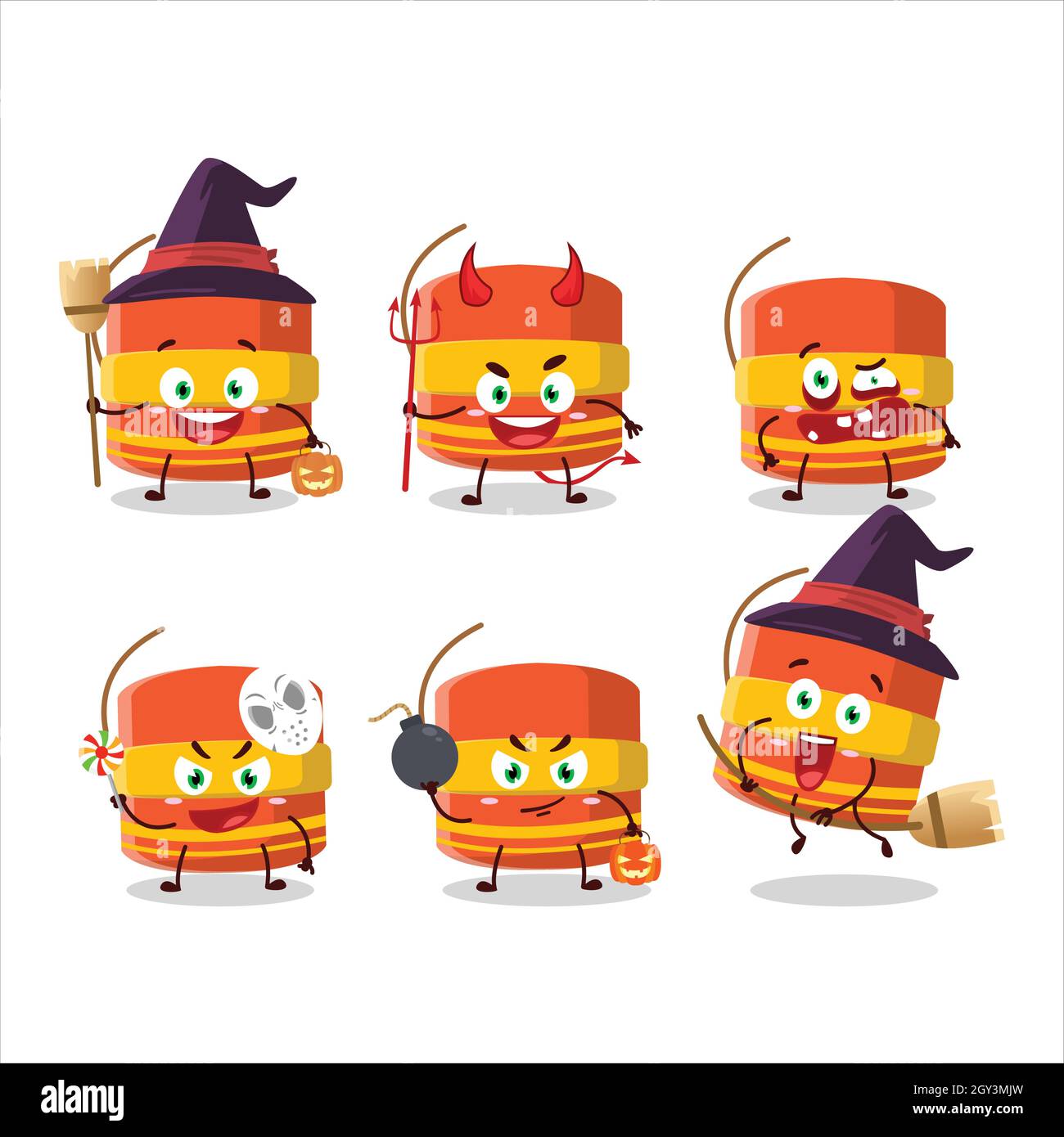 Halloween expression emoticons with cartoon character of cylindrical ...