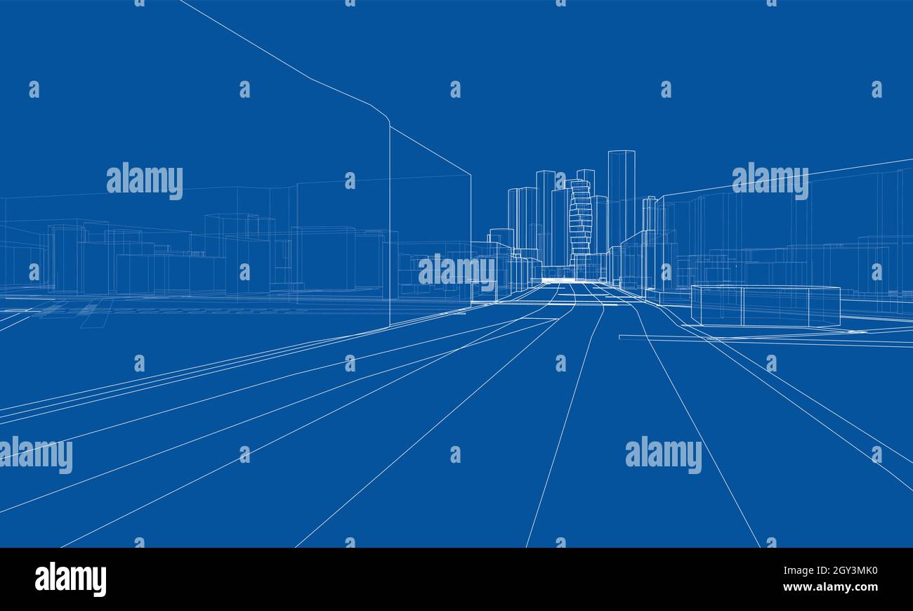 Vector lines buildings and city roads, town design Stock Vector Image ...