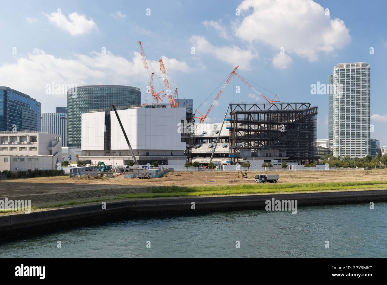 View of the K-Arena project construction site in Nishi-ku. (Photo by ...
