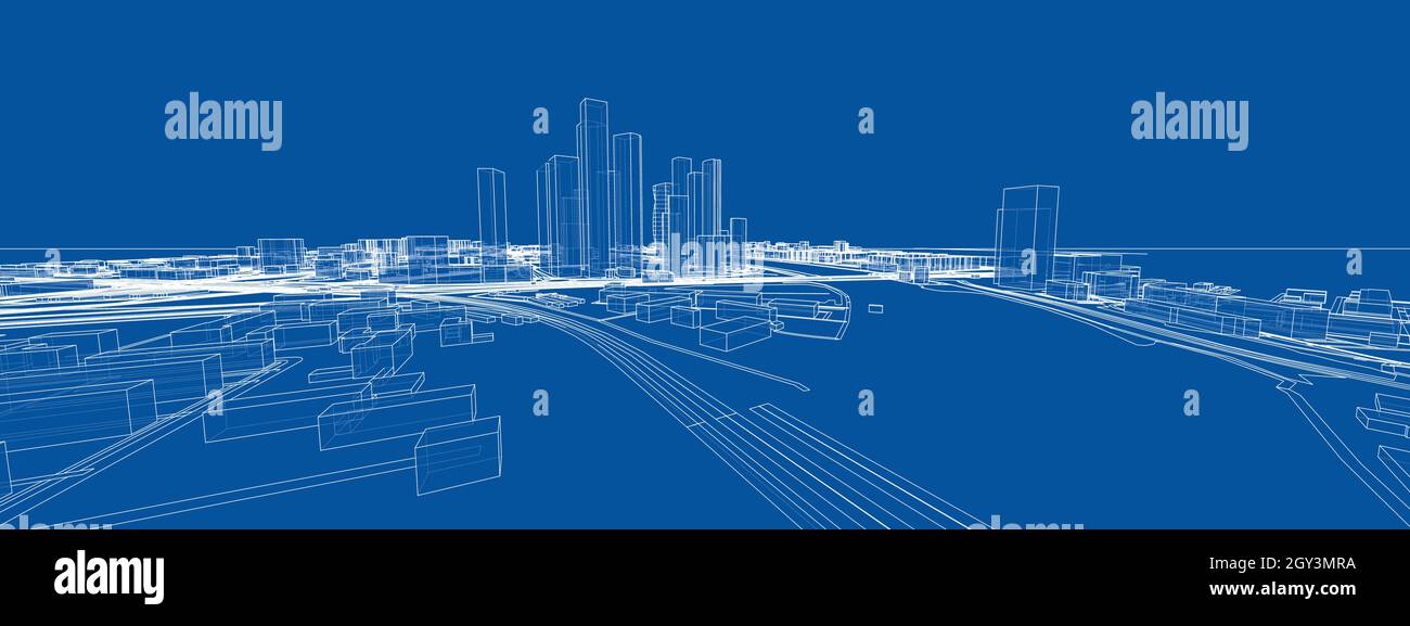 Vector 3d urban landscape. Buildings and roads Stock Vector Image & Art ...