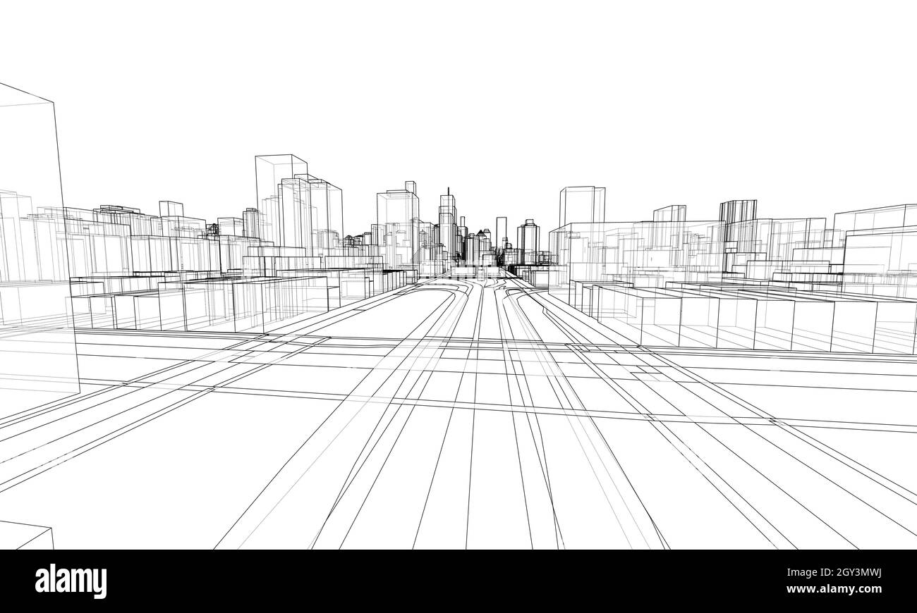 Vector 3d urban landscape. Buildings and roads Stock Vector Image & Art ...