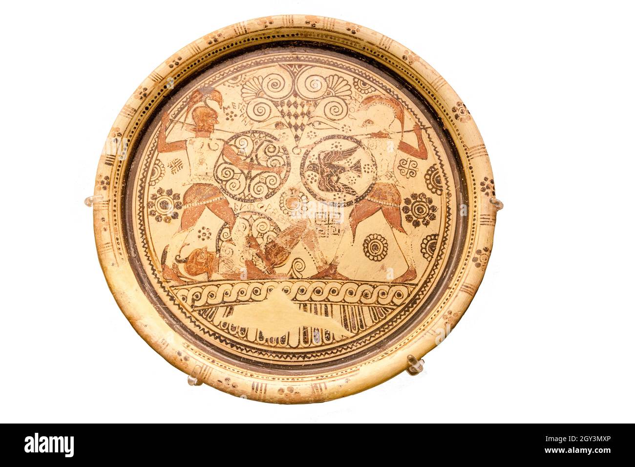 Pottery plate about 600bc from Rhodes. Plate showing Menelaoas and ...