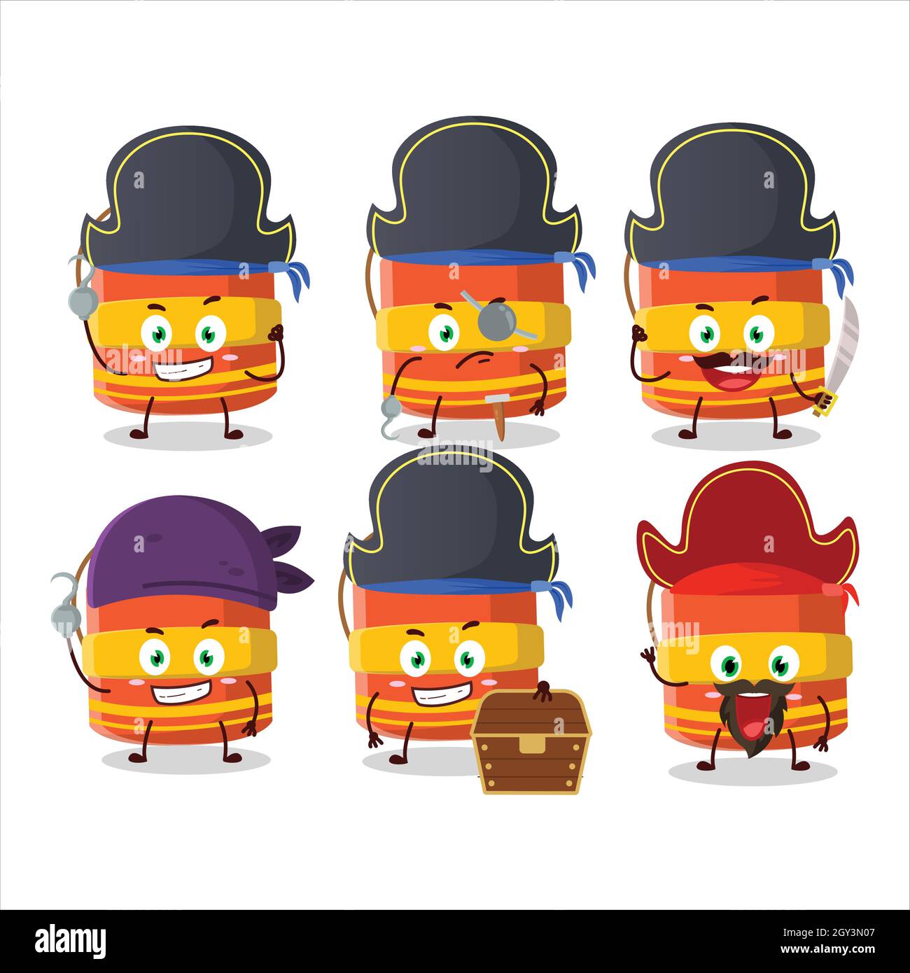 Cartoon character of cylindrical firecracker with various pirates ...