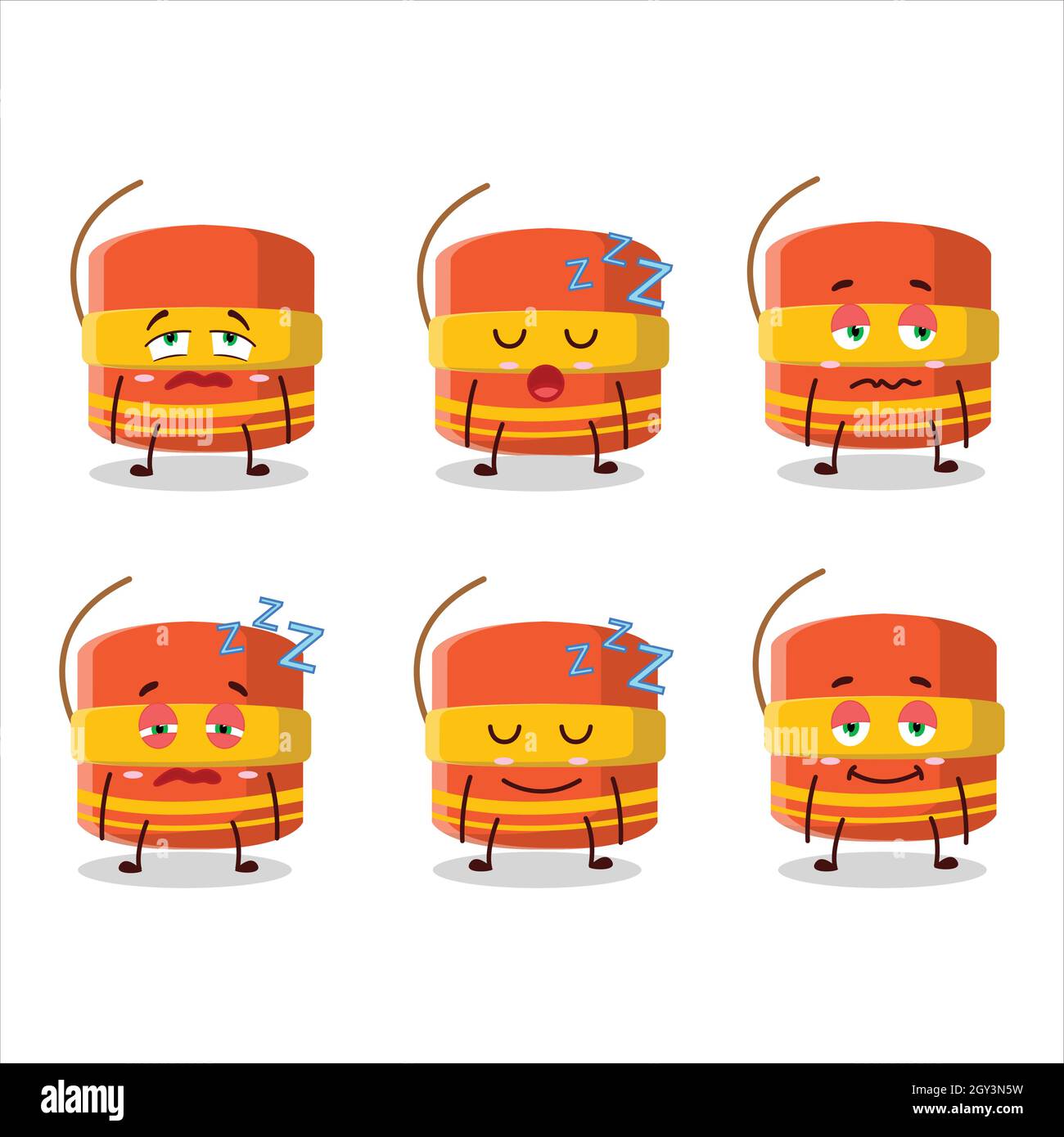 Cartoon character of cylindrical firecracker with sleepy expression ...