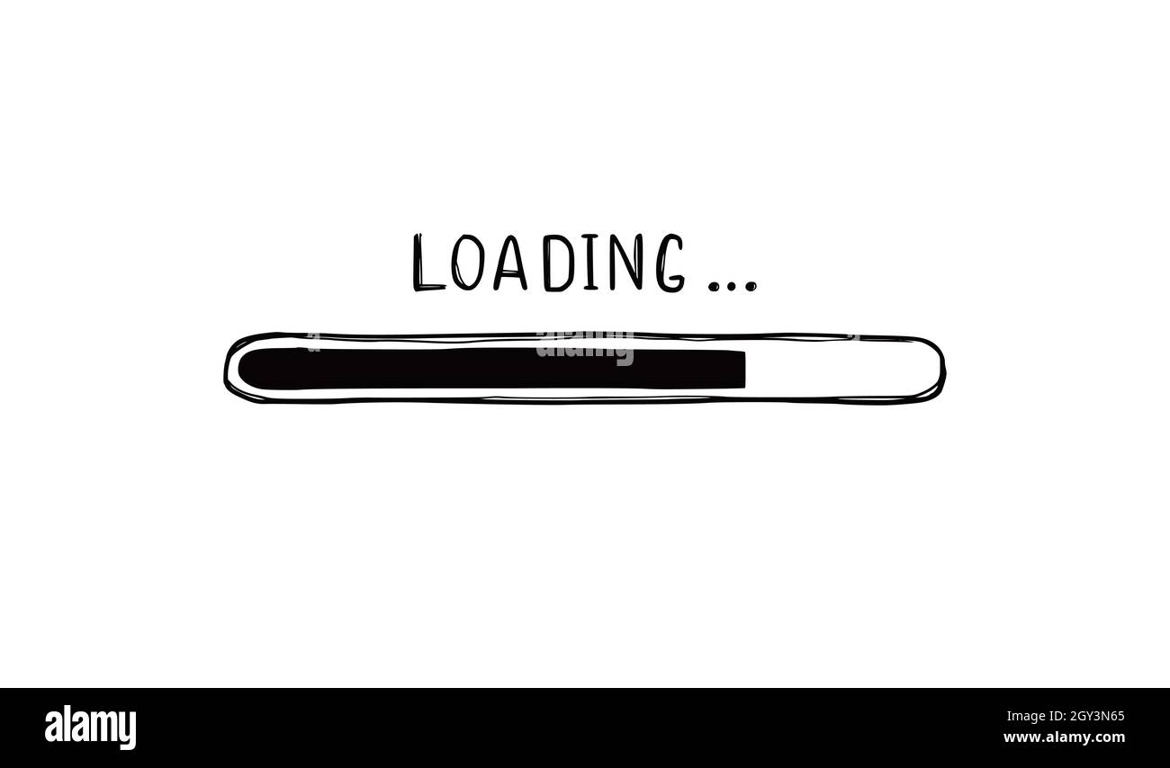 Loading bar doodle element. Hand drawn line sketch style. Slow download ...