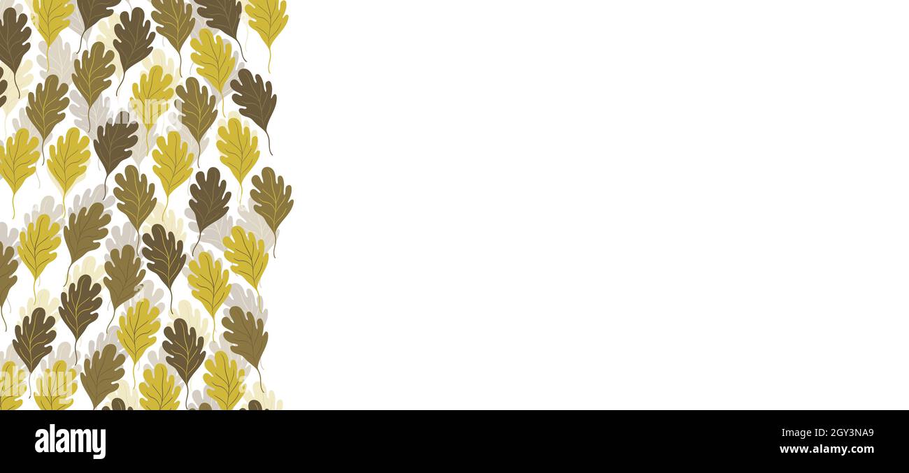 Floral web banner with drawn color autumn leaves. Nature concept design ...