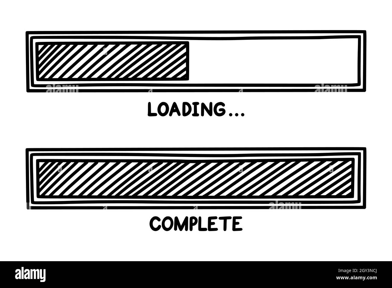 Progress loading bar. Infographics design element with status of completion. Hand drawn vector ...