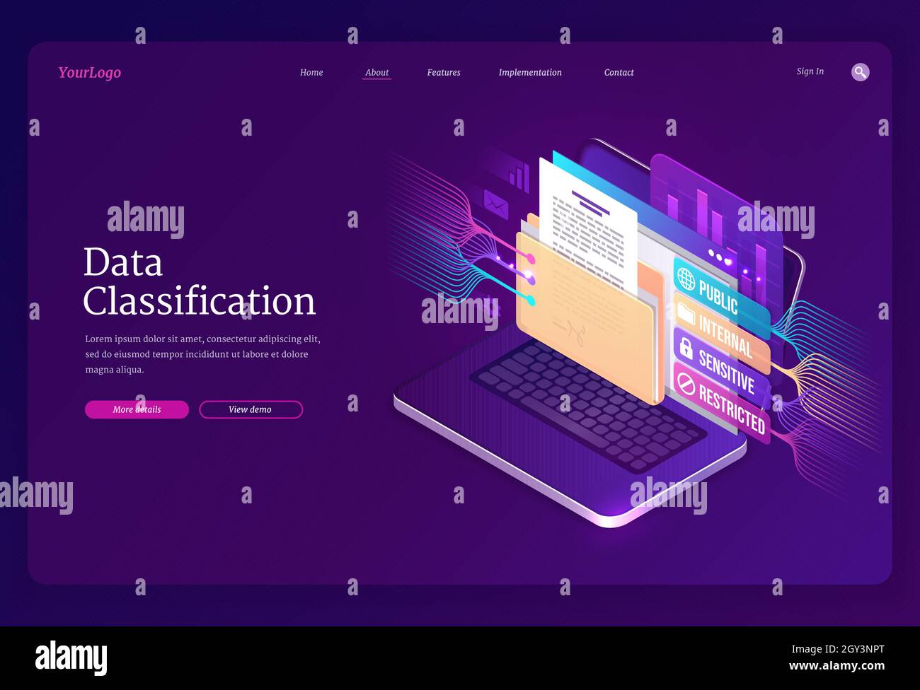 Data classification banner. Concept of sorting and organization ...