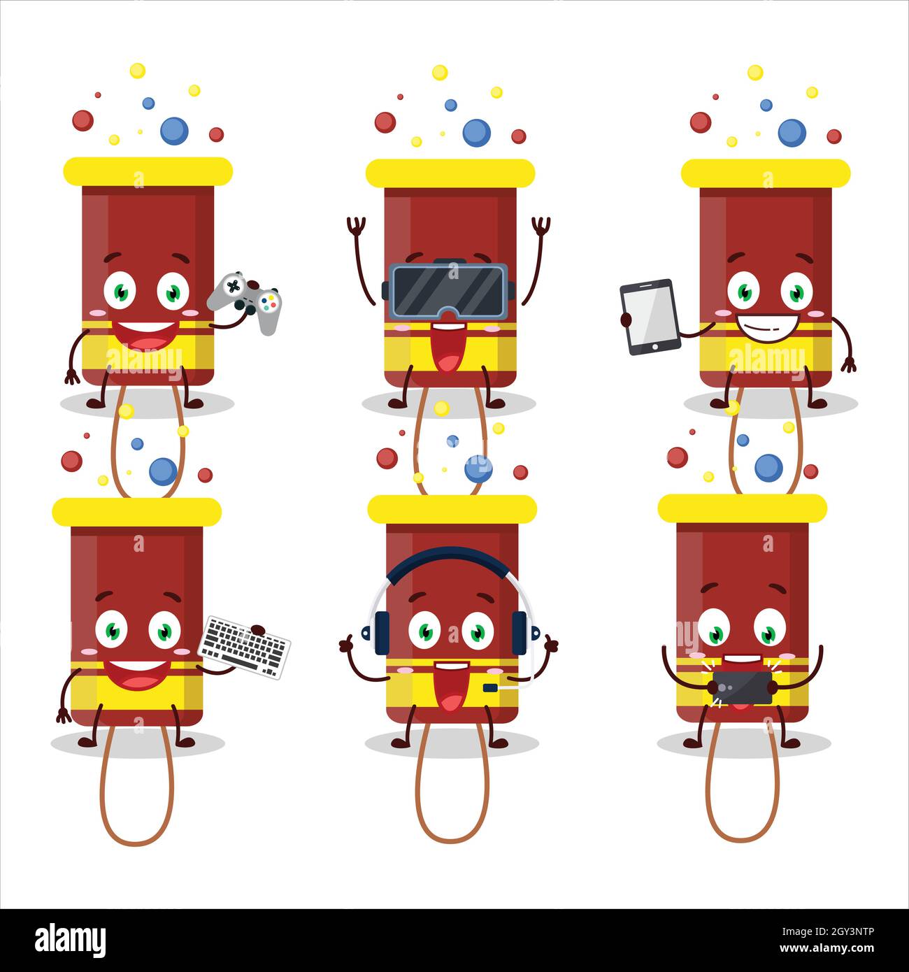 Bubble blaster firework cartoon character are playing games with ...