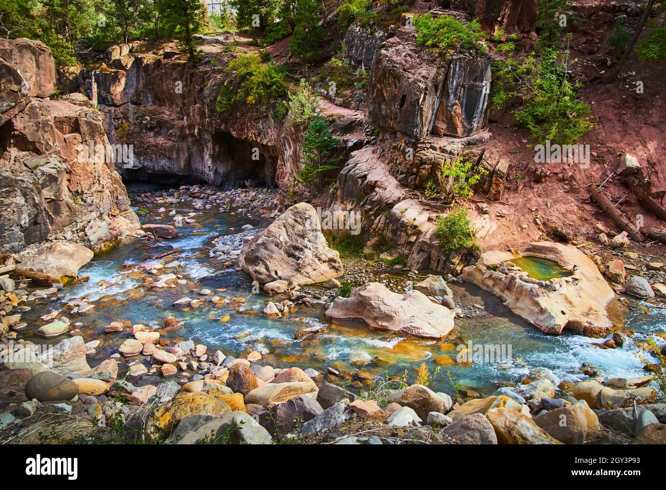 Hot water flowing down mountain hi-res stock photography and images - Alamy