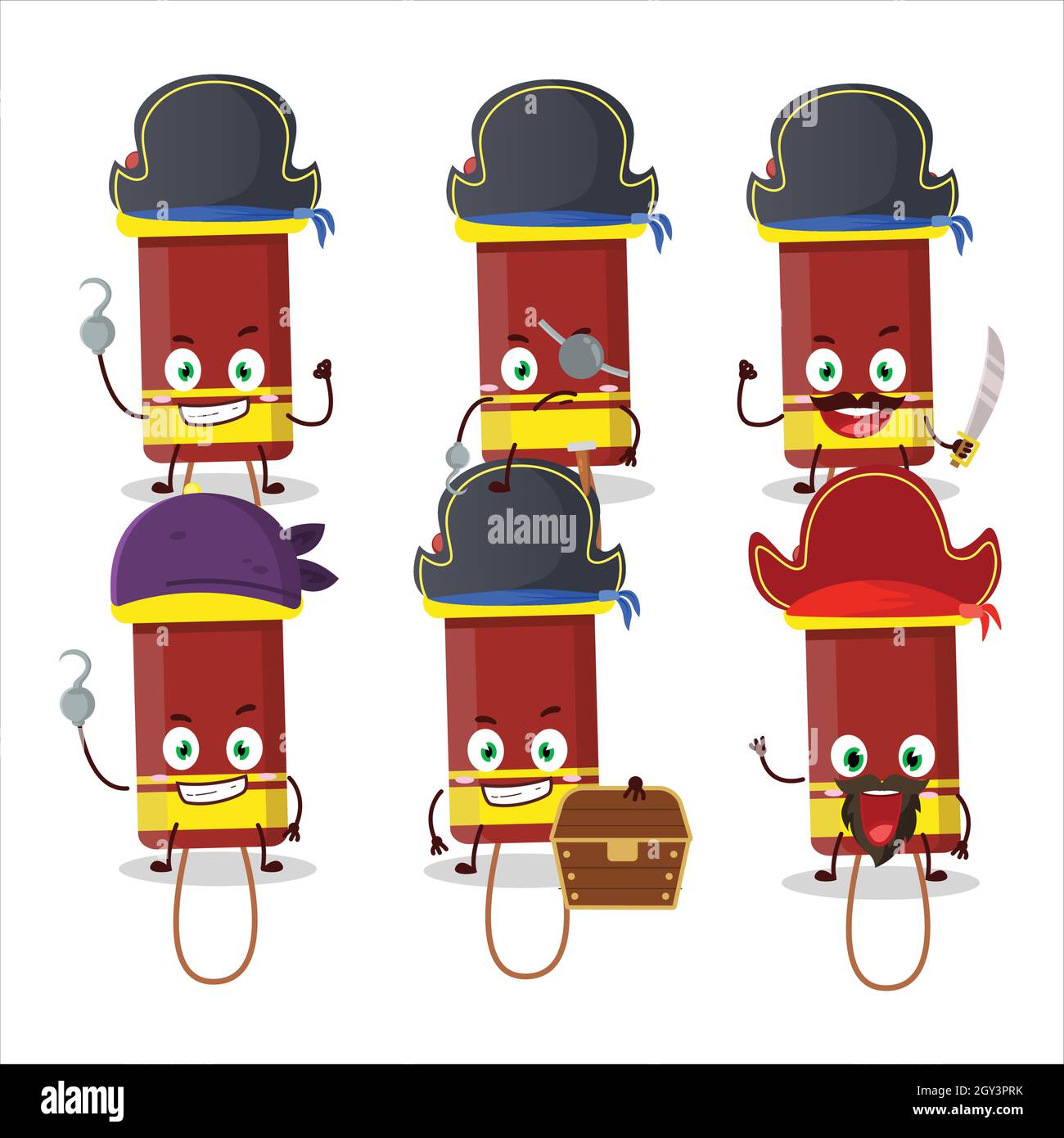 Cartoon character of bubble blaster firework with various pirates ...