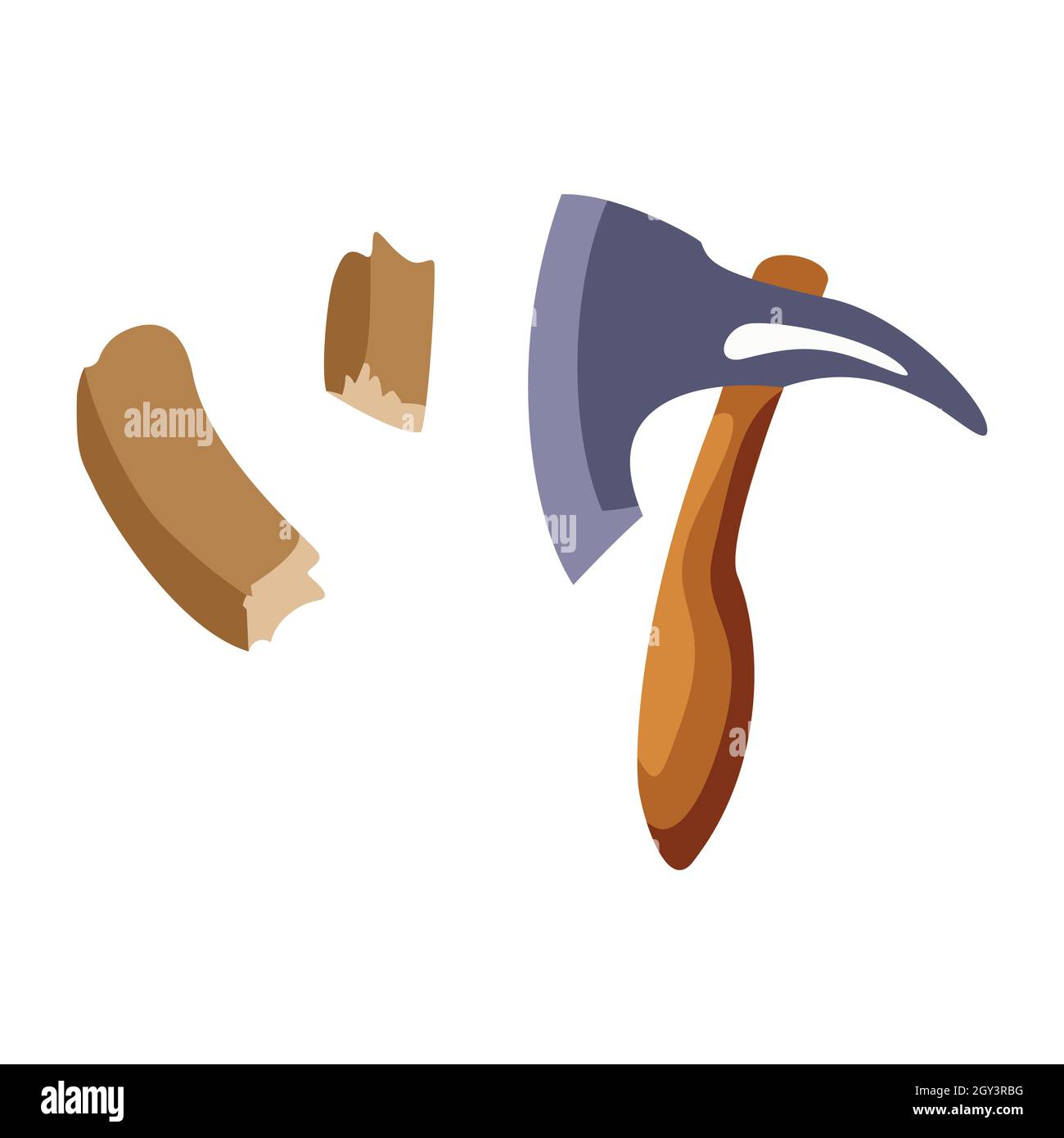 An axe with a wooden handle, which cuts wood vector illustration Stock ...