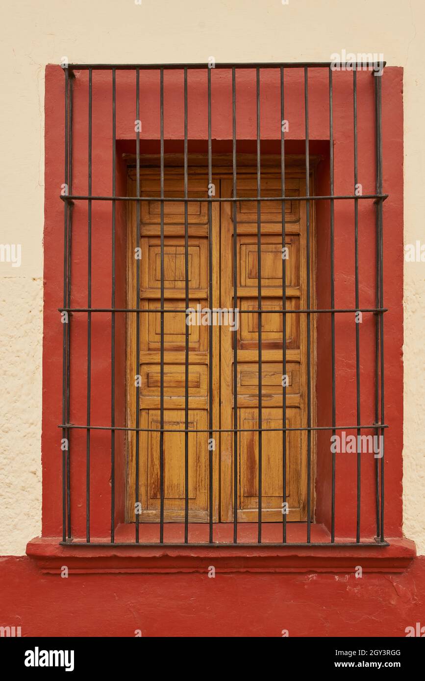 Roughed up and deteriorated facade with very rustic old wooden Stock ...