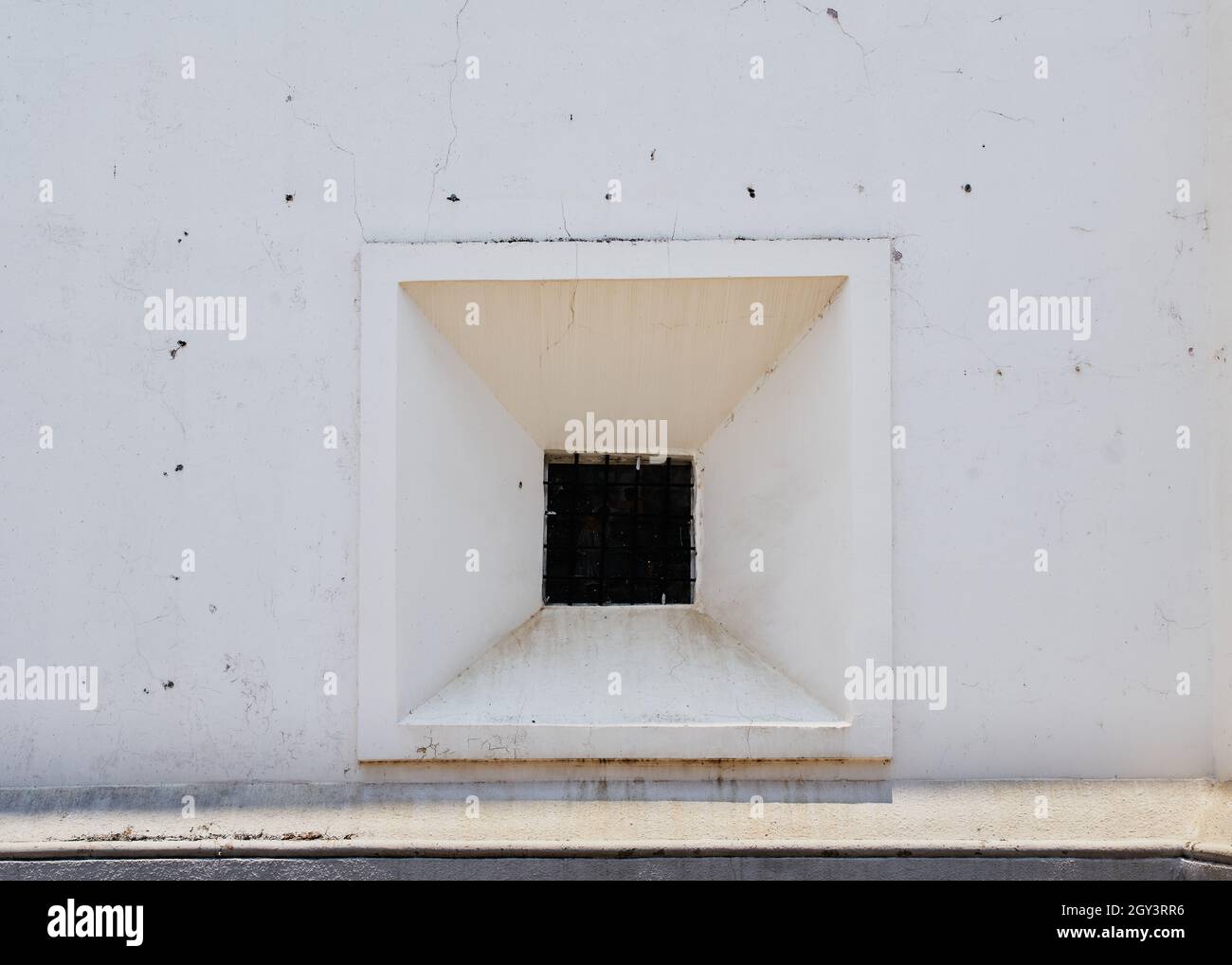 Roughed up and deteriorated facade with very rustic old wooden Stock ...
