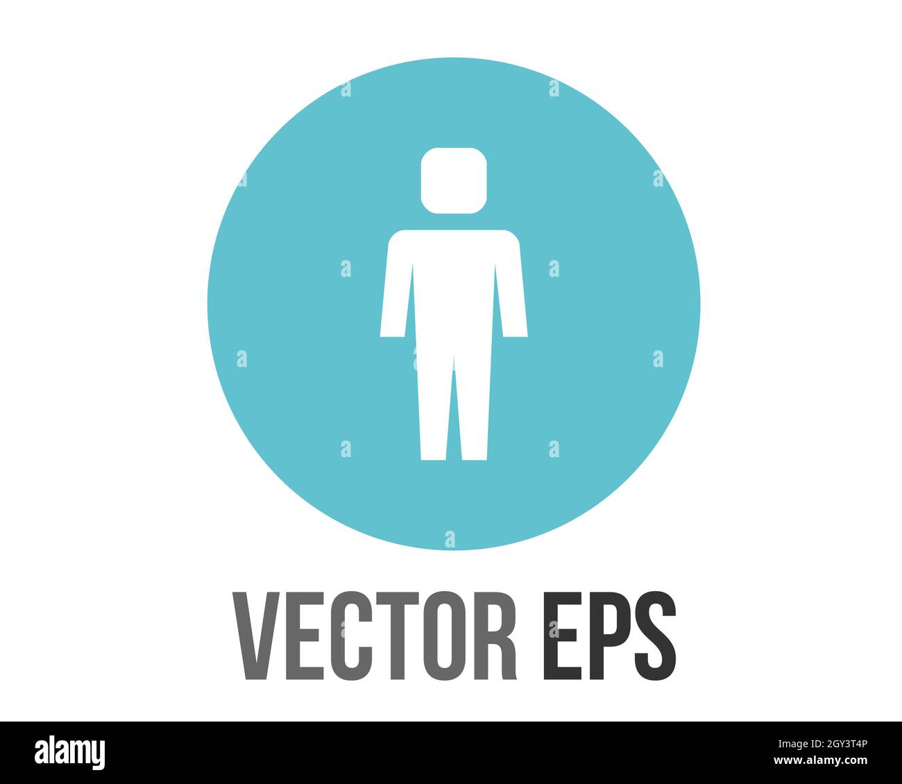 The isolated vector gradient blue man restroom circle icon button with ...