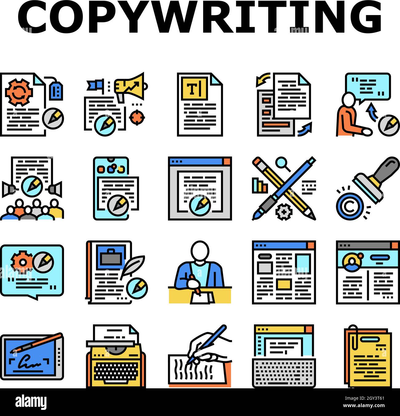 Copywriting Content Strategy Icons Set Vector Stock Vector Image & Art ... Copywriting Content Strategy Icons Set Vector Stock Vector Image & Art ...