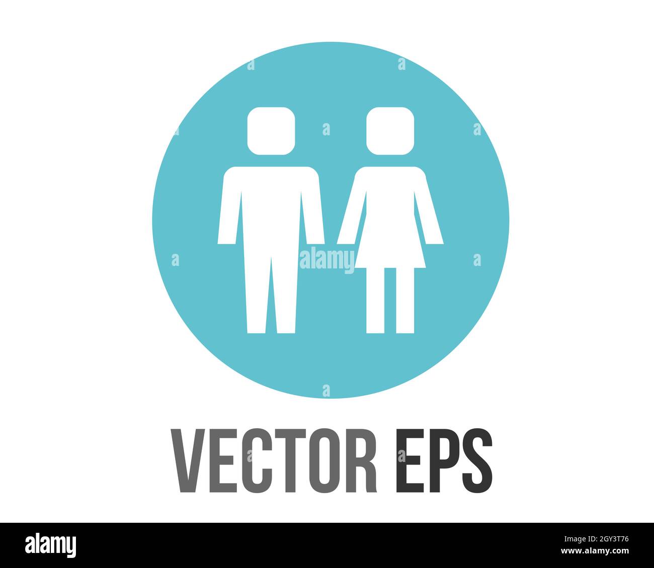 The isolated vector gradient blue restroom circle icon button with ...