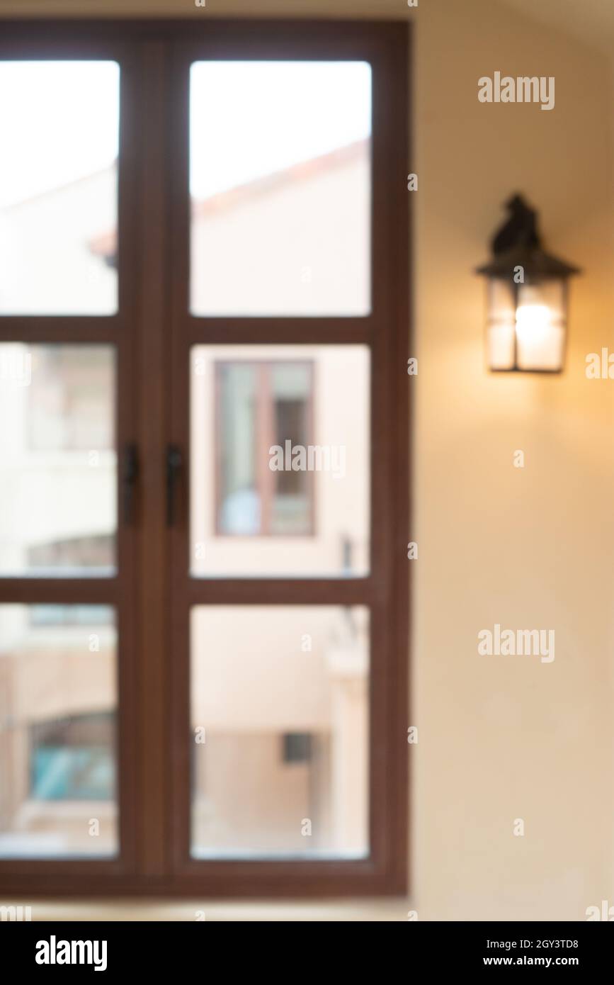 Out of focus. Windows frame in europe design Stock Photo - Alamy