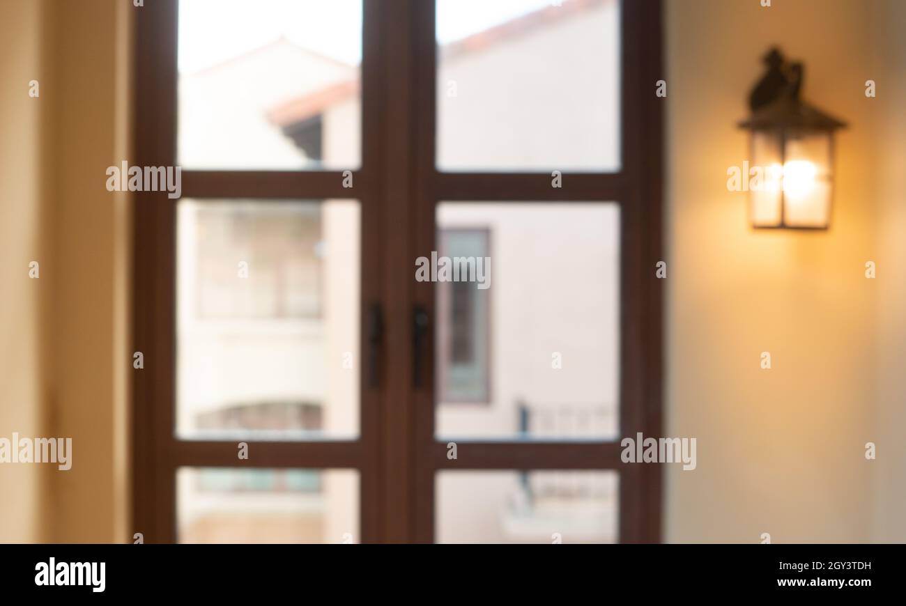 Out of focus. Windows frame in europe design Stock Photo - Alamy