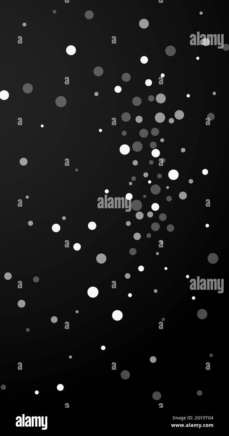 White dots Christmas background. Subtle flying snow flakes and stars on ...