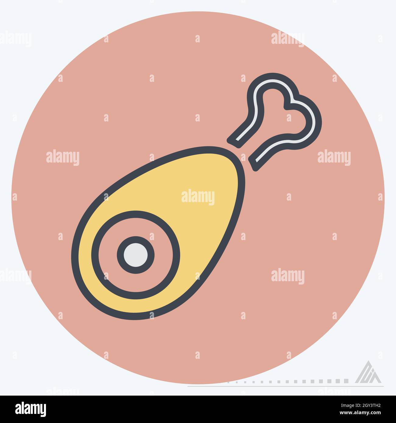 Icon Ham - Color Mate Style - Simple illustration, Editable stroke ...