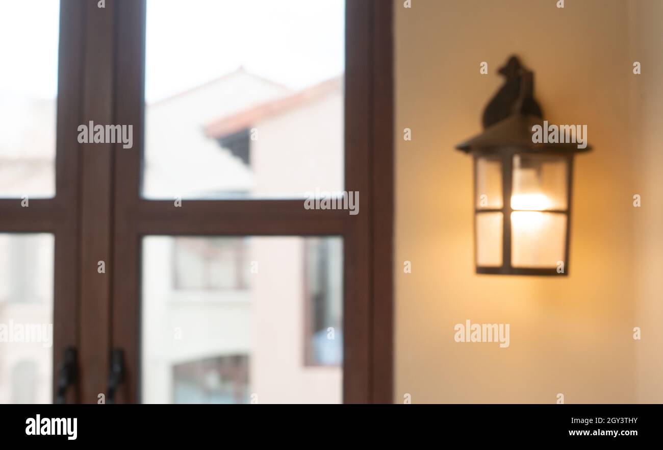 Out of focus. Windows frame in europe design Stock Photo - Alamy