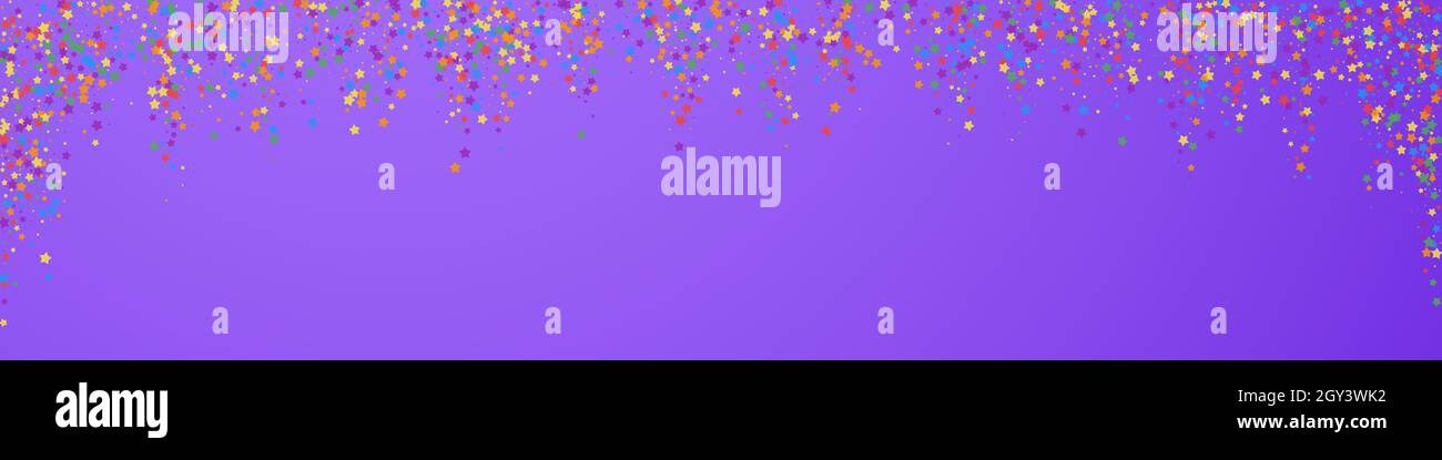 Festive charming confetti. Celebration stars. Childish bright stars on ...