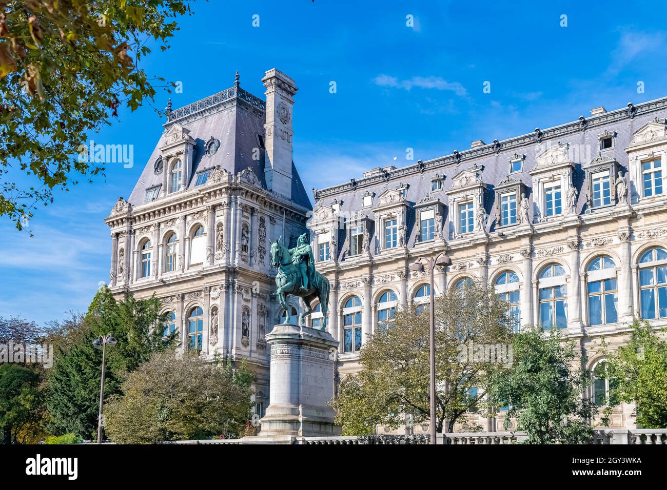 Paris, the facade of the Hotel de Ville, city hall of the French ...