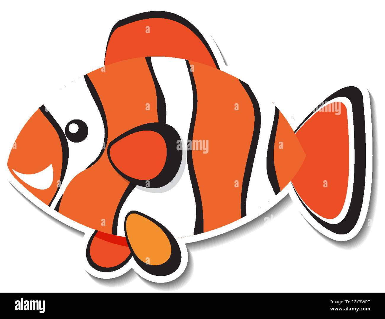 Cute flat clownfish cartoon sticker illustration Stock Vector Image ...